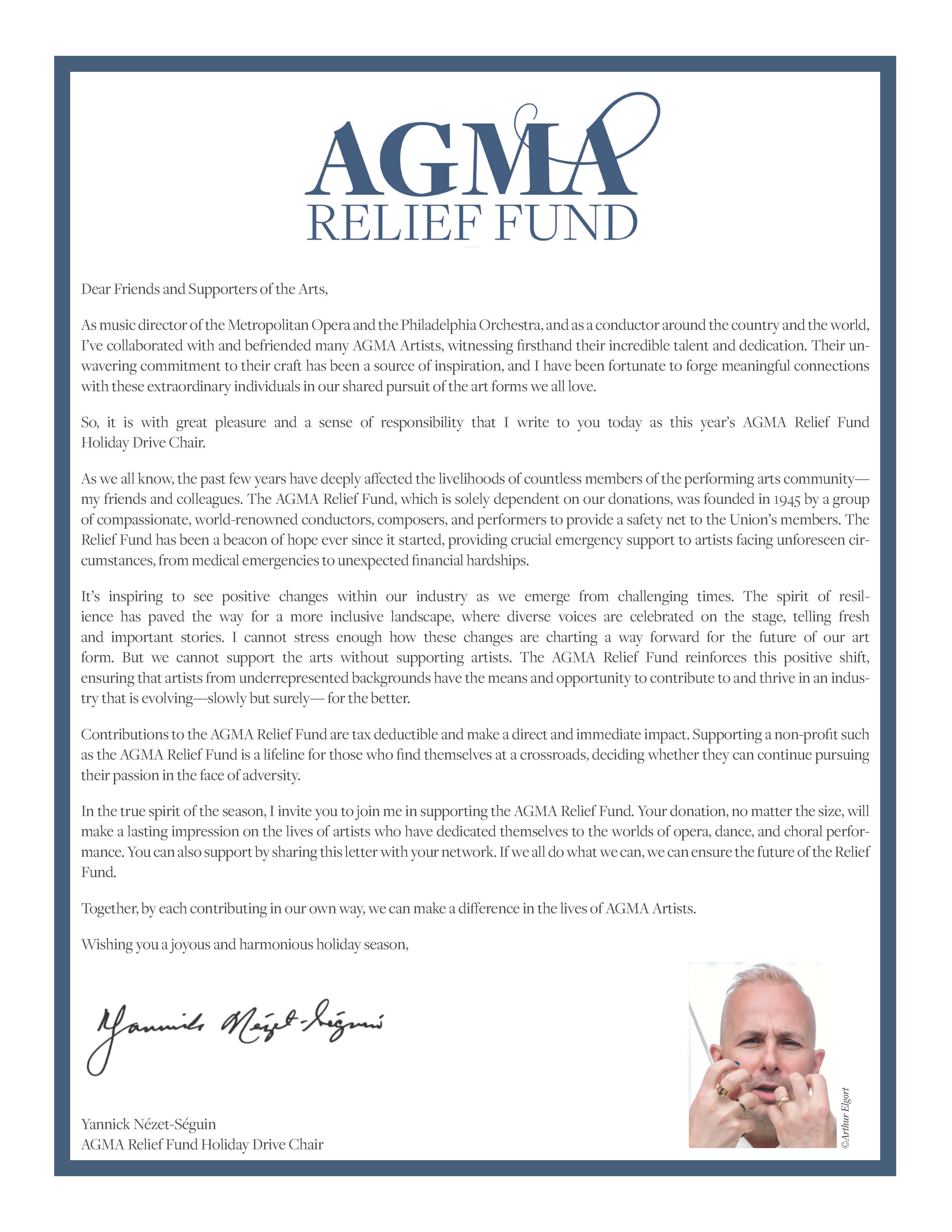 The AGMA Relief Fund depends on your generosity.
